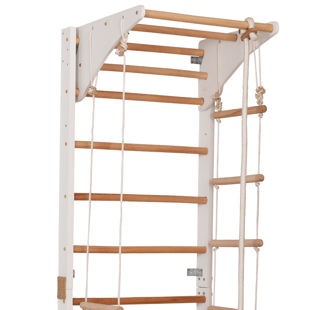 Kletterwand für die ganze Familie mit höhenverstellbarem Reck-Indoor ...